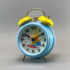 1970s Jerger Table Clock, Vintage Smurf Design Super Rare Alarm Clock ...