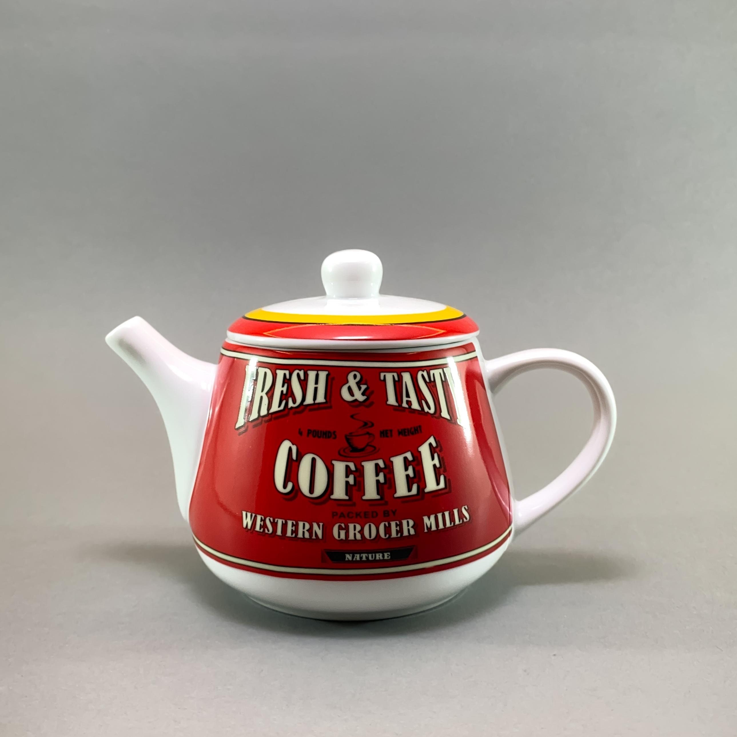 Vintage Coffee Teapot, Retro Fresh & Tasty Coffee Design Ceramic Teapot ...