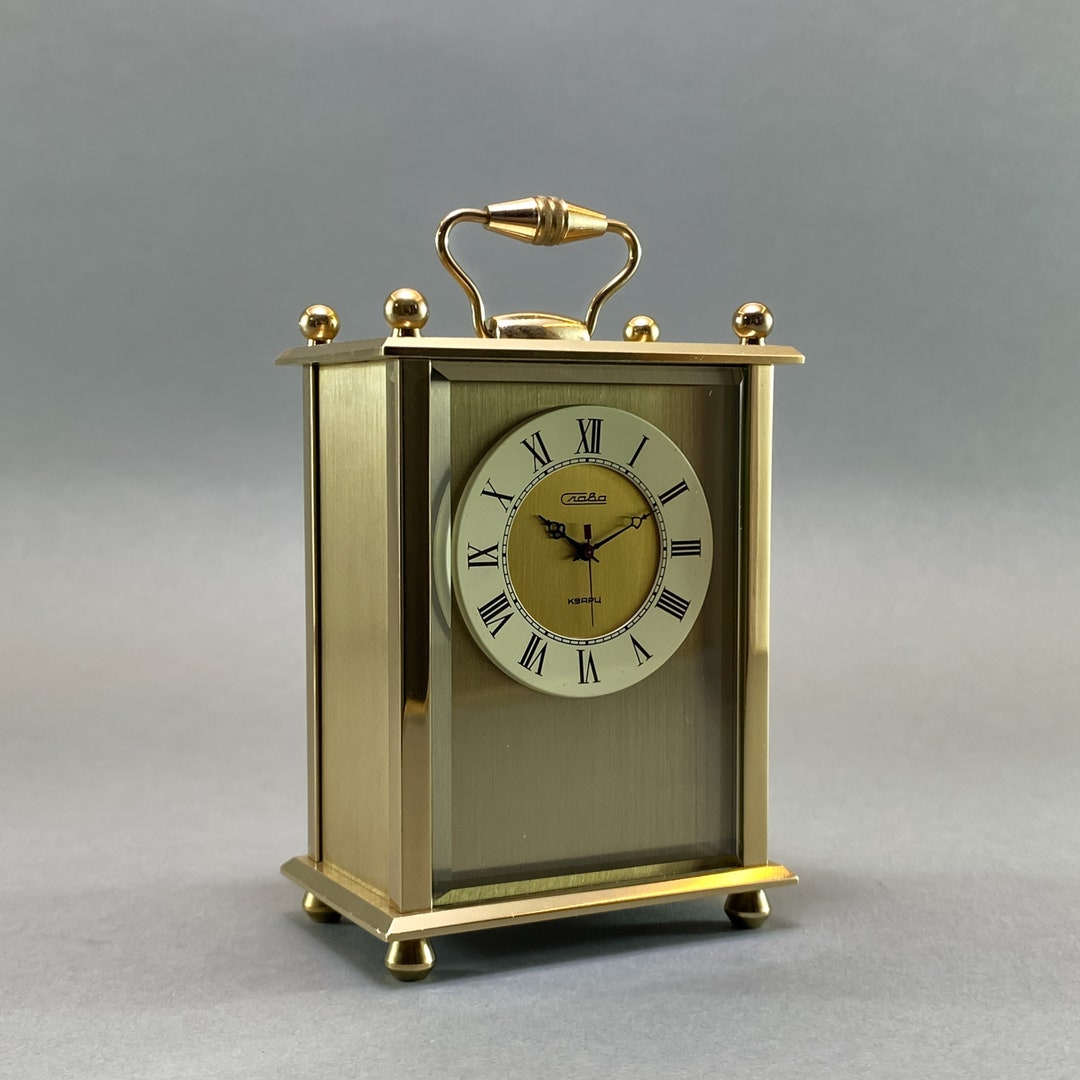 1980s Slava Table Clock, Vintage Soviet High Quality Tabletop Clock ...