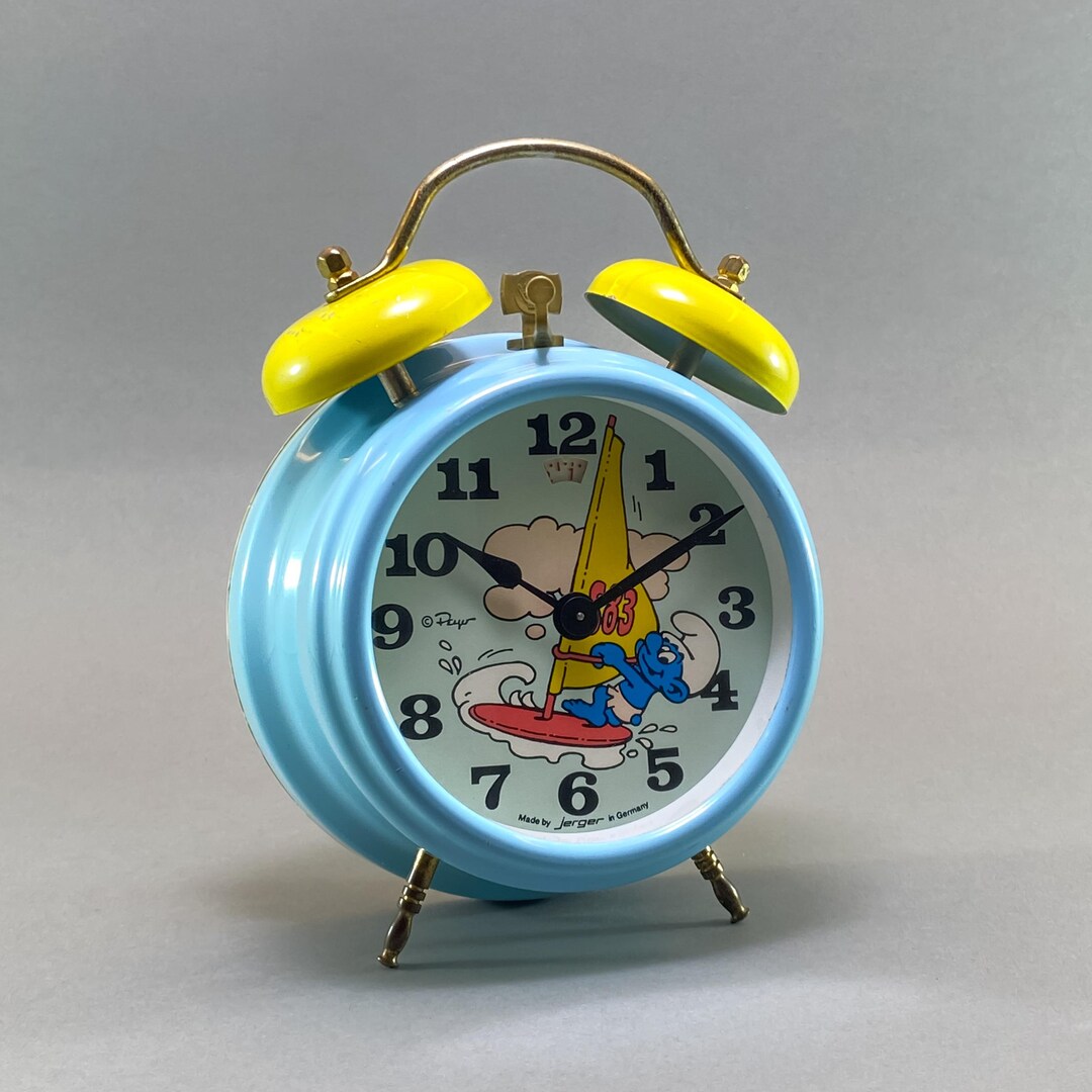 1970s Jerger Table Clock, Vintage Smurf Design Super Rare Alarm Clock ...