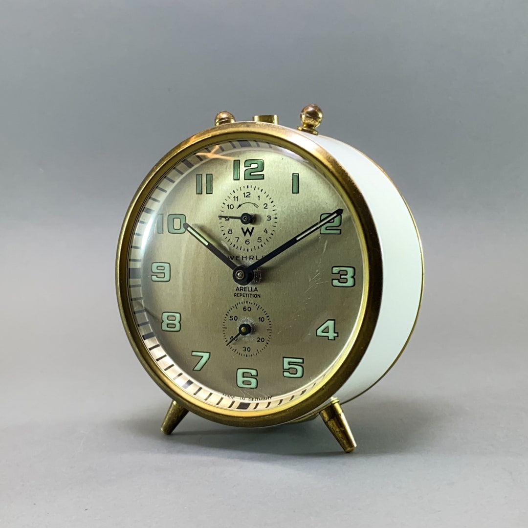 1960s Wehrle Arella Repetition Table Clock, Vintage Mechanical Alarm ...