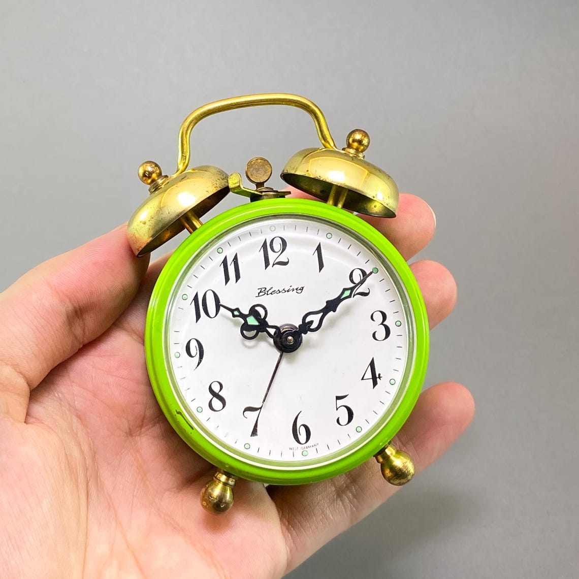 1970s Blessing Table Clock, Vintage Mechanical Alarm Clock, Rare Mid ...