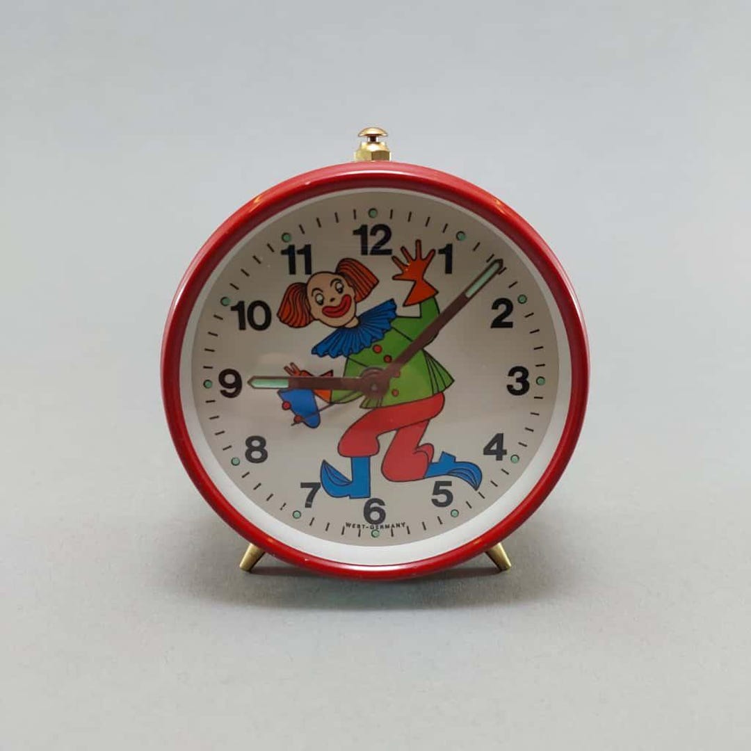 Vintage West Germany Clown Alarm Clock: Red Retro Kids Decor - Etsy