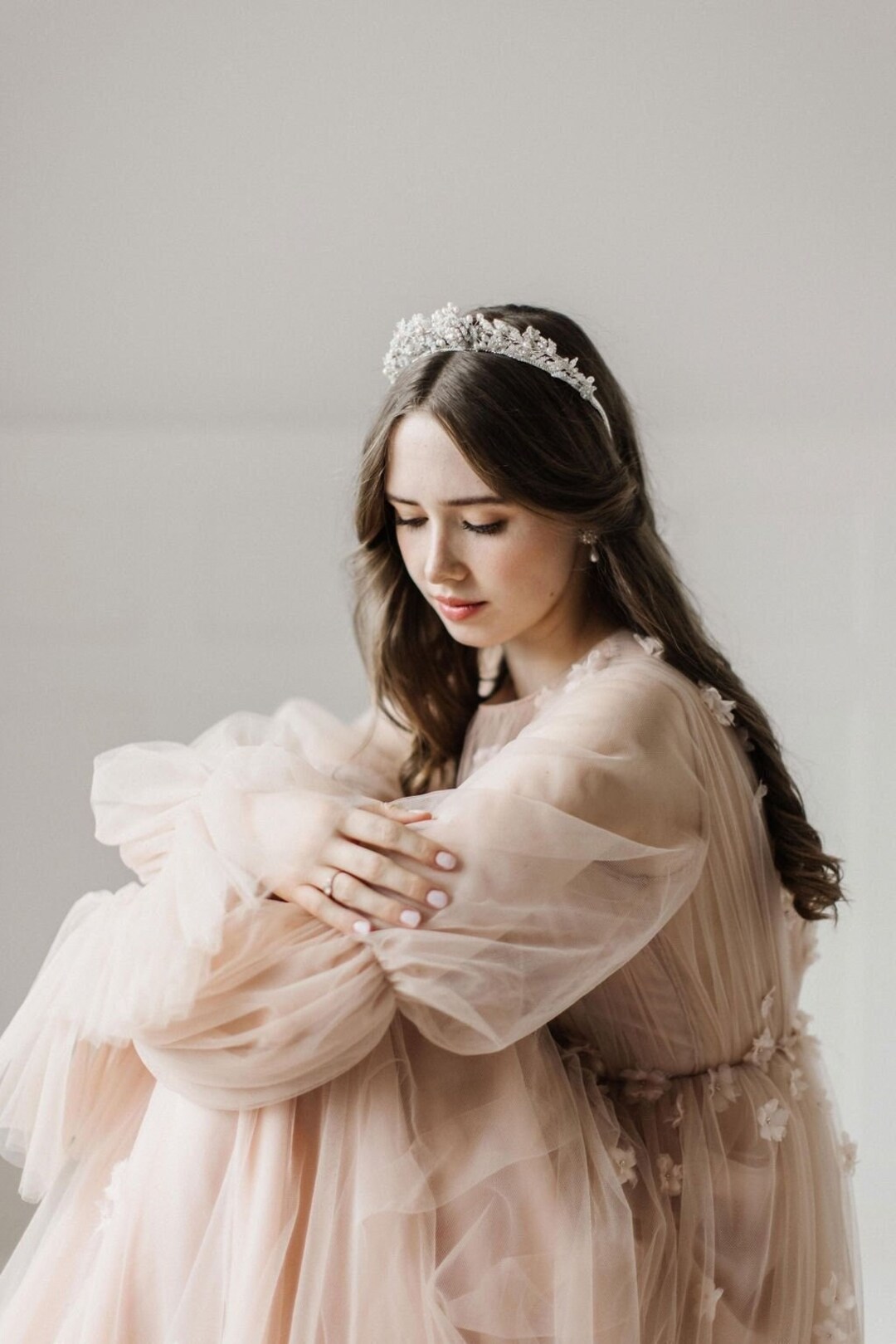 Delicate Floral Wedding Tiara | Regency-inspired Bridal Crown | Lace ...