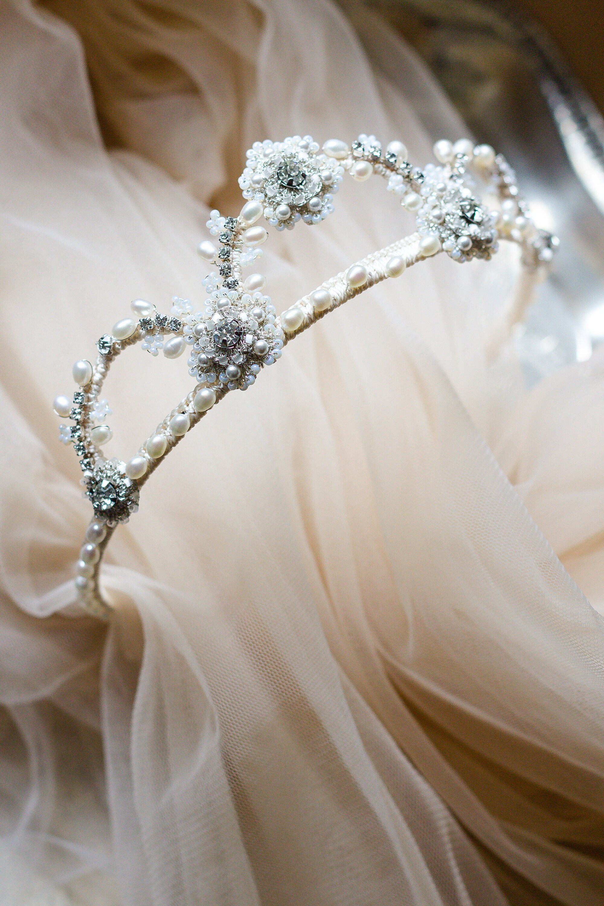 As Seen on Reign Lace Pearl Bridal Crown Vintage Inspired - Etsy