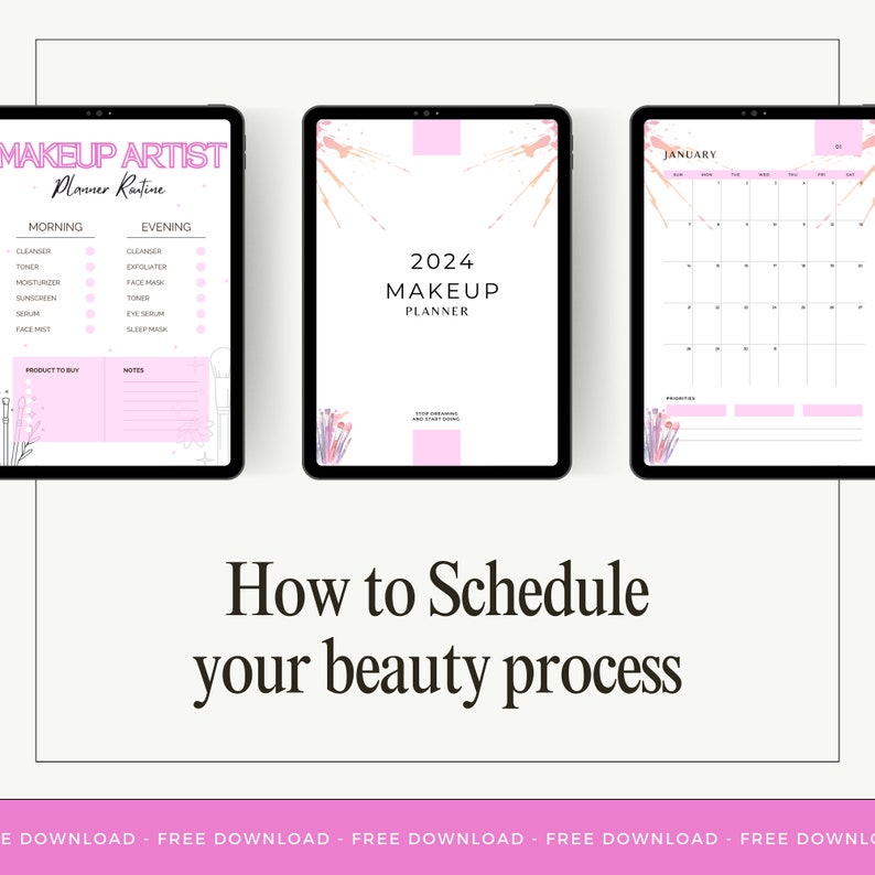 30-day Make up Looks Planner Routine Challenge, 2024 Monthly Makeup ...
