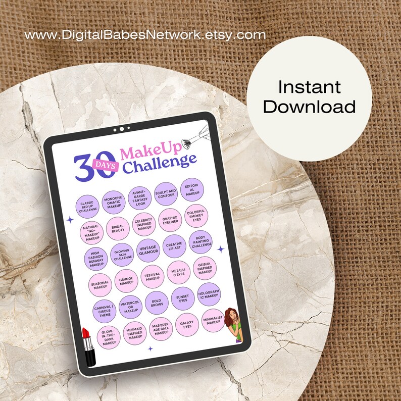 30-day Make up Looks Planner Routine Challenge, 2024 Monthly Makeup ...