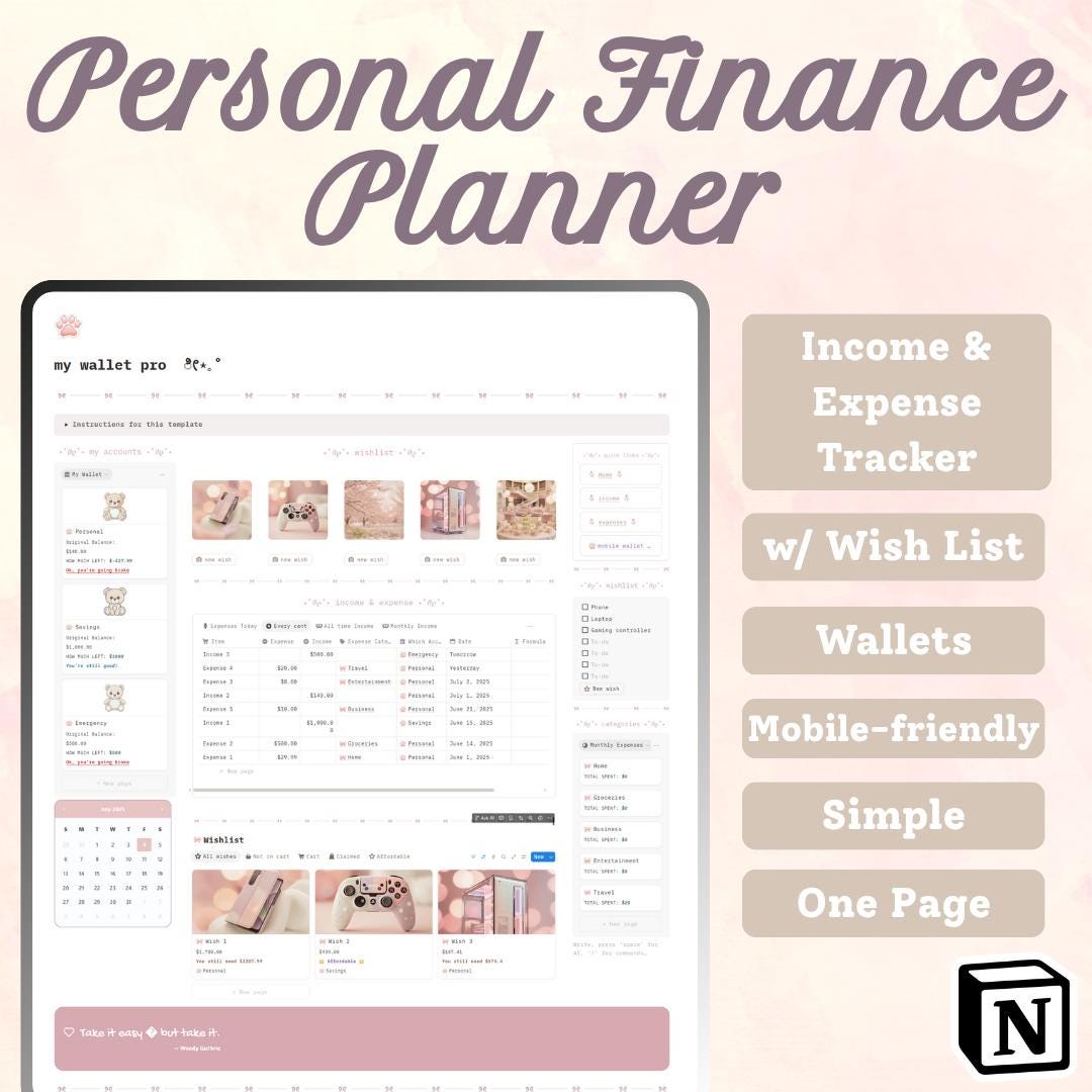 Daily Expenses Aesthetic Notion Dashboard | Expense Tracker | Personal ...