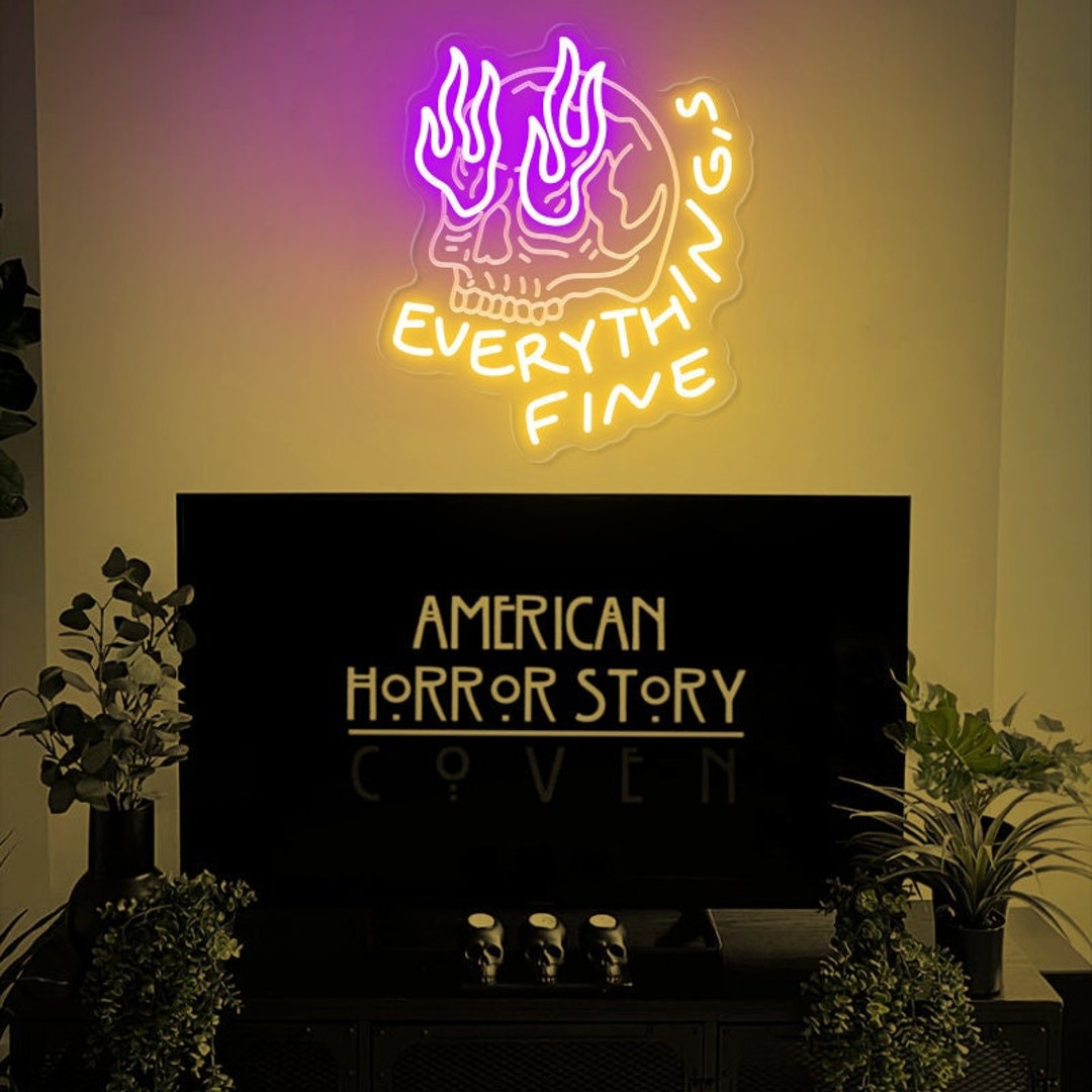 Everything is Fine Skeleton Neon Sign,funny Skeleton Sign,sarcastic,it ...