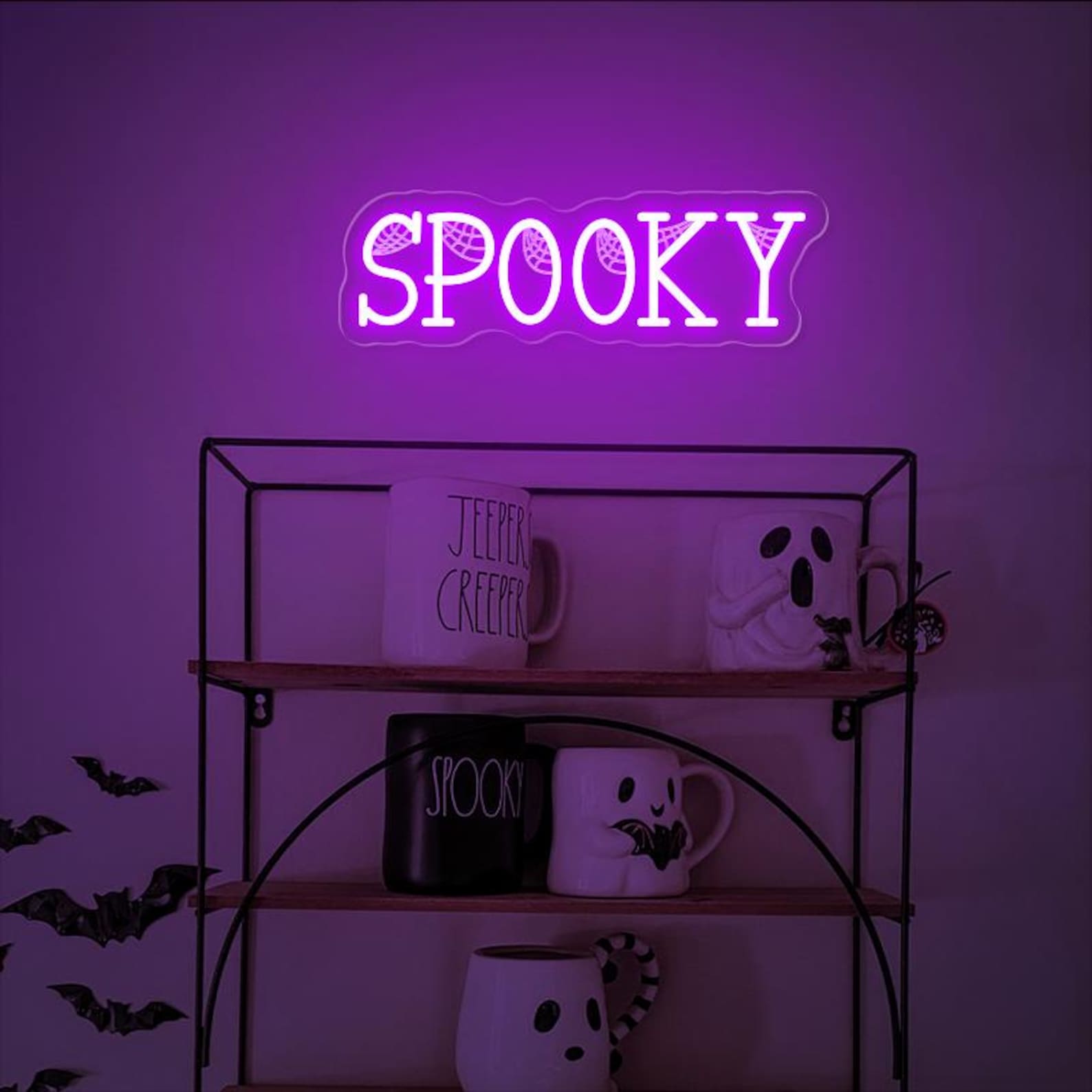 SPOOKY Neon Sign Custom Spooky Neon Sign Halloween Neon Decor Custom ...