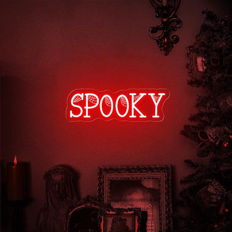 SPOOKY Neon Sign Custom Spooky Neon Sign Halloween Neon Decor Custom ...