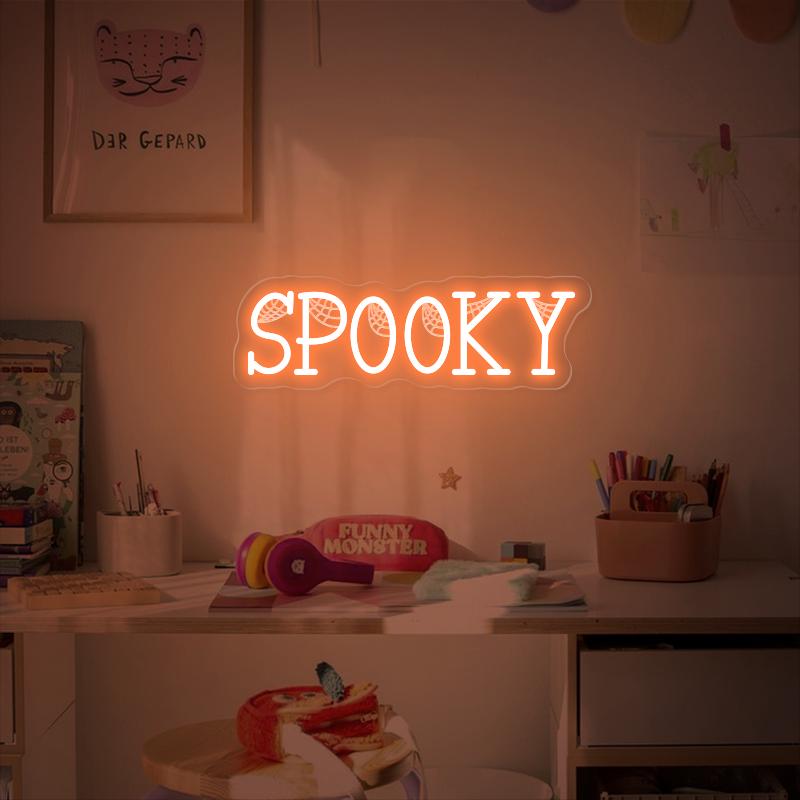 SPOOKY Neon Sign Custom Spooky Neon Sign Halloween Neon Decor Custom ...
