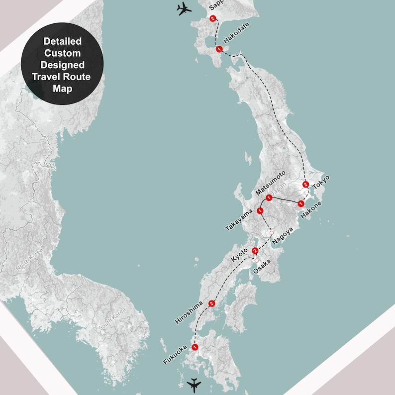 Custom World Travel Route Map Print – Personalized Road Trip Journey ...