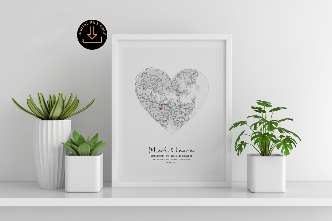 Custom Map Prints Digital Download Any Location City Town States ...