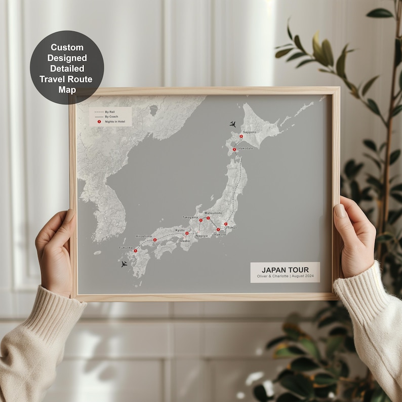 Custom World Travel Route Map Print – Personalized Road Trip Journey ...
