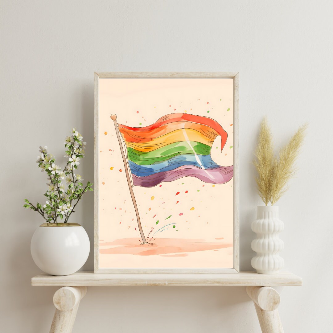 Rainbow Pride Flag Wall Art for Bedroom June Digital Download LGBTQ ...
