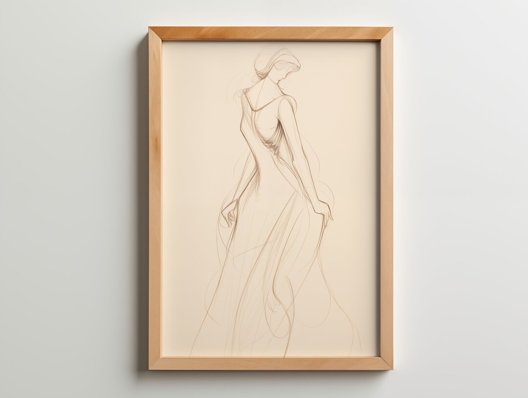 Victorian Lady Sketch Drawing, Wall Art, Line Art, Pencil Sketch ...