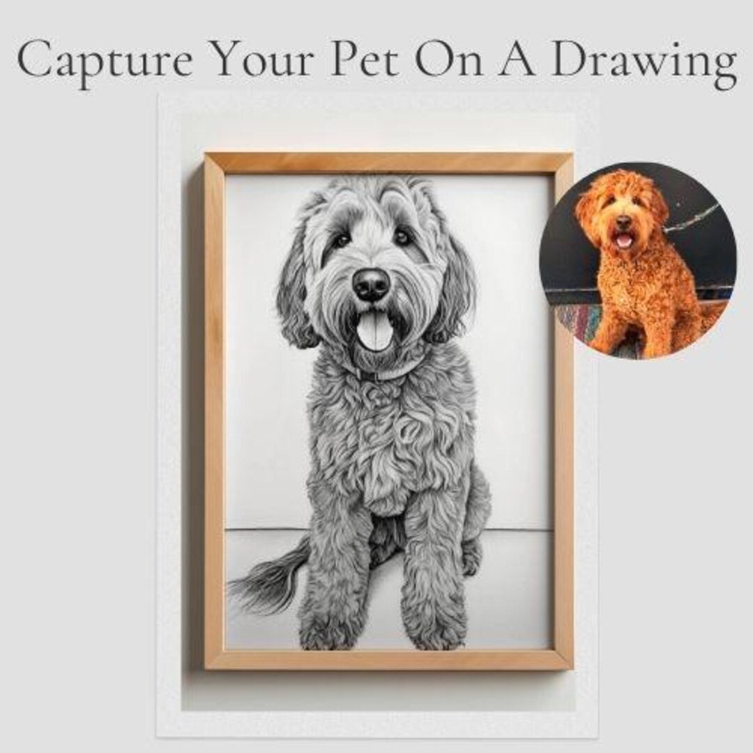 Custom Pet Portrait Pencil Sketch | Digital Pet Drawings | Personalized ...