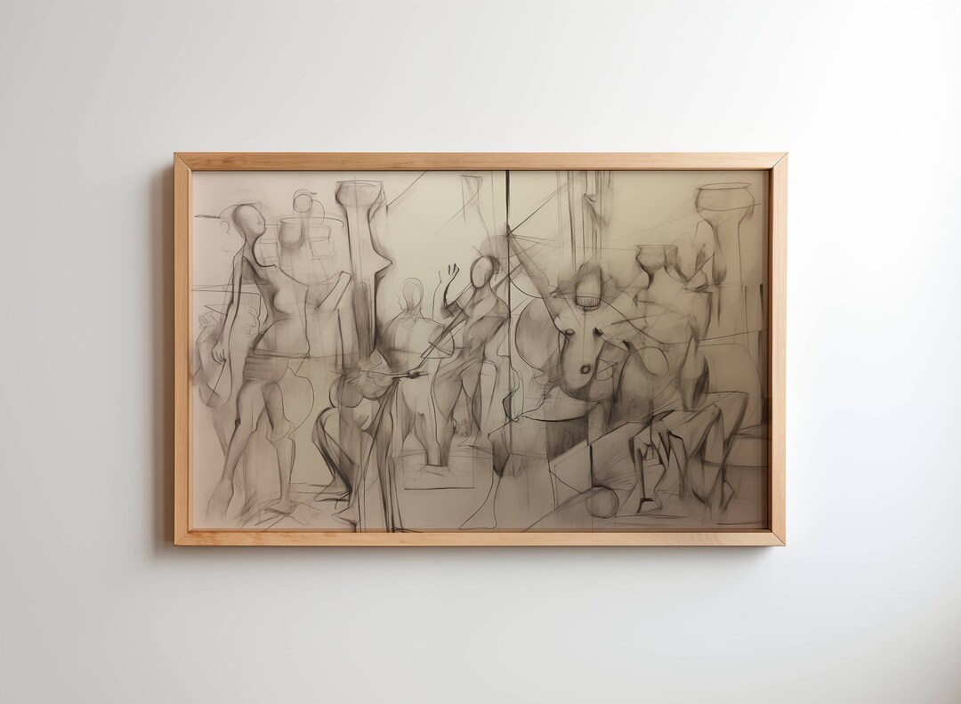 Abstract Figure Art Pencil Sketch, Minimalistic Drawing, Faded ...