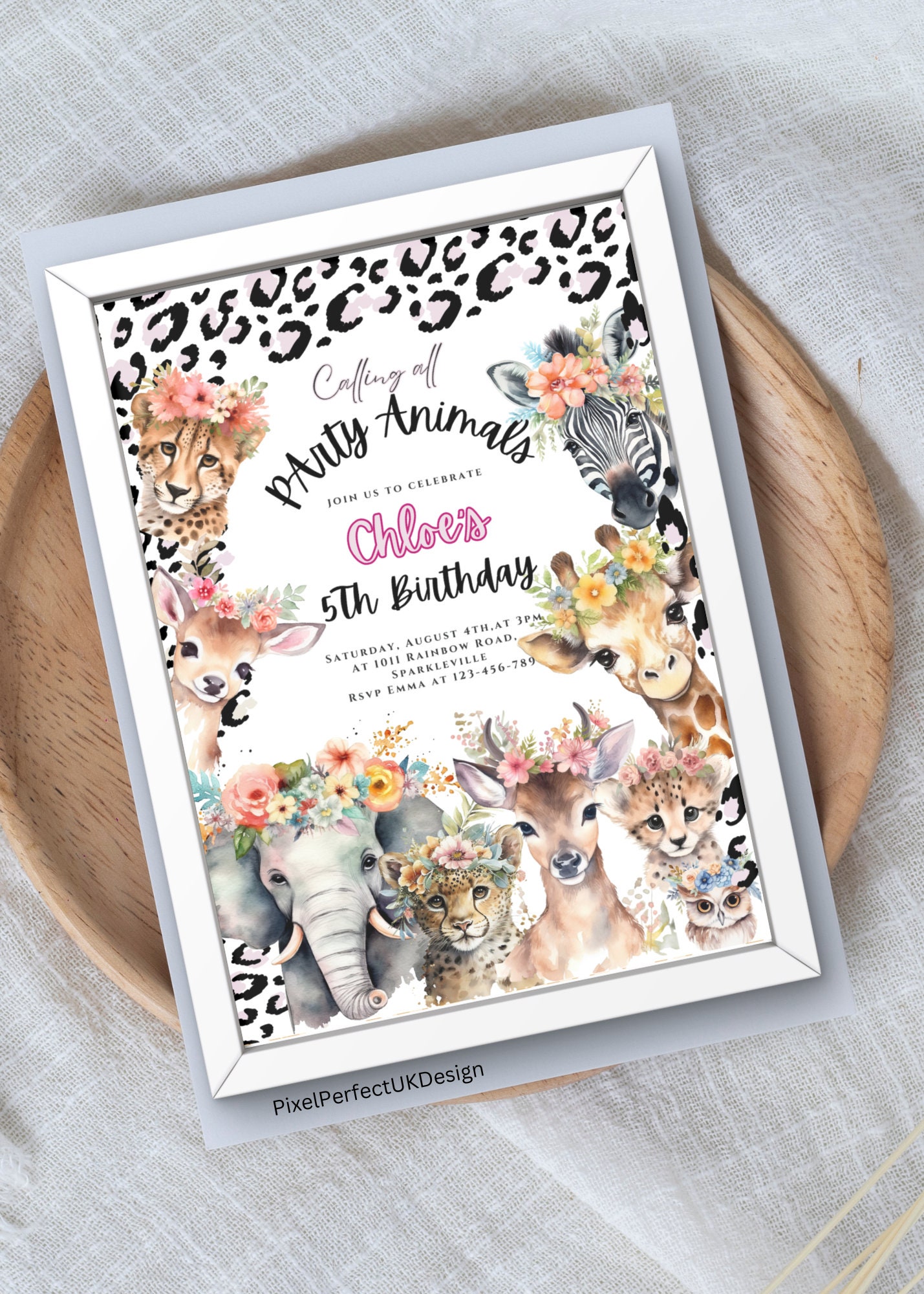 Editable Party Animals Birthday Invitation|leopard Print| Wild Safari ...