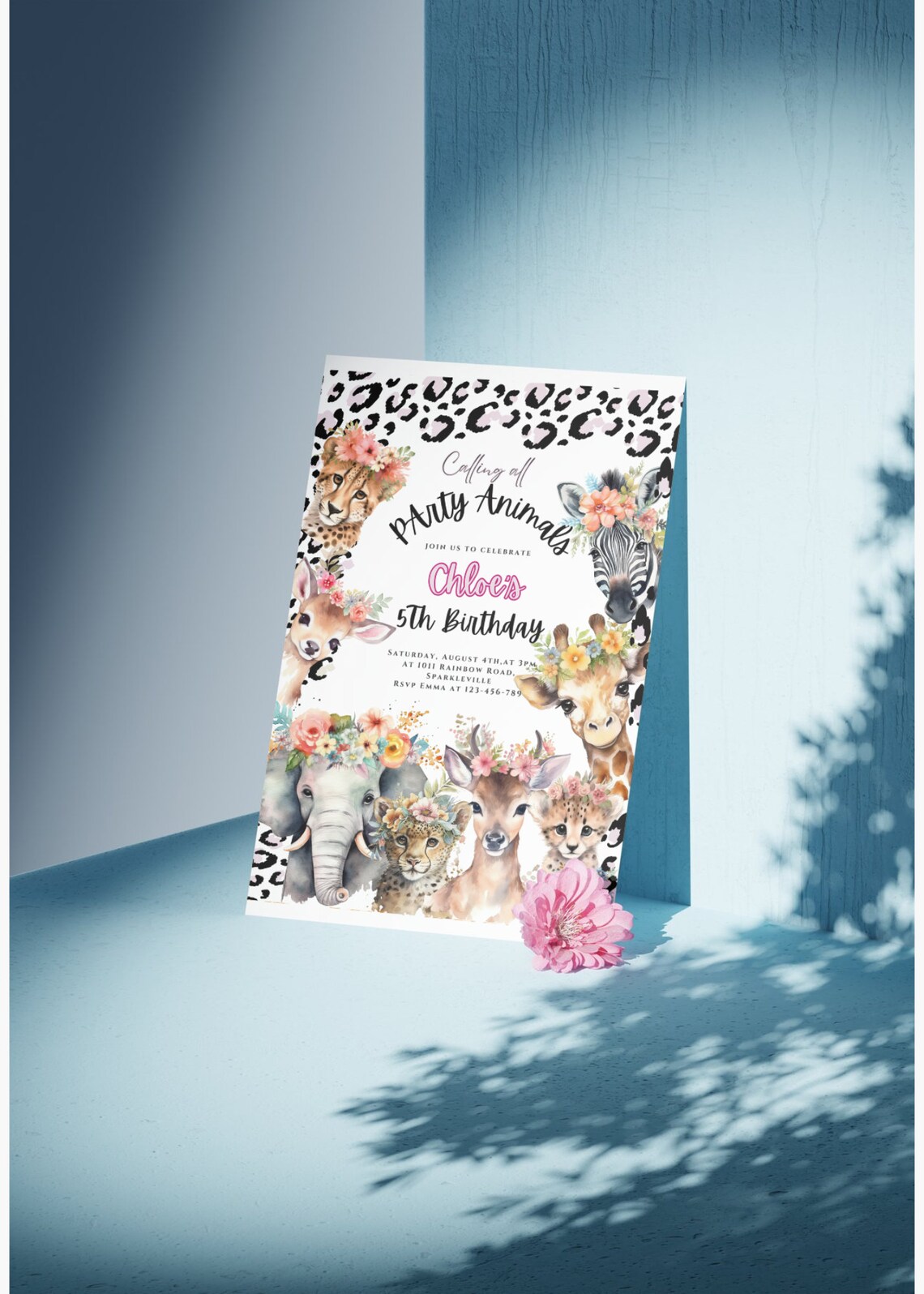 Editable Party Animals Birthday Invitationleopard Print Wild Safari ...