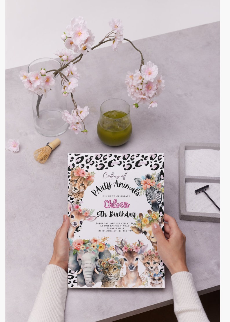 Editable Party Animals Birthday Invitationleopard Print Wild Safari ...