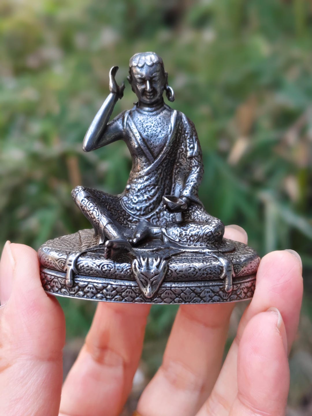 Tibet Buddha Statue, White Copper Budha Idol Tsongkhapa Fengshui Zen ...
