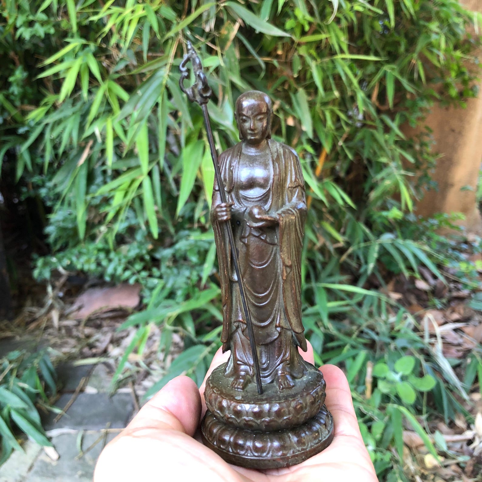 Exquisite Bronze Ksitigarbha Bodhisattva Standing Posture Dizang Pusa ...