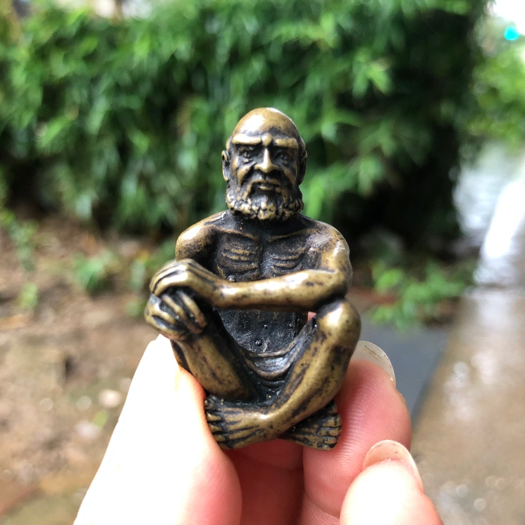 Solid Bronze Tibetan Nepal Tantra Brass Small Buddha Bodhidharma Statue ...