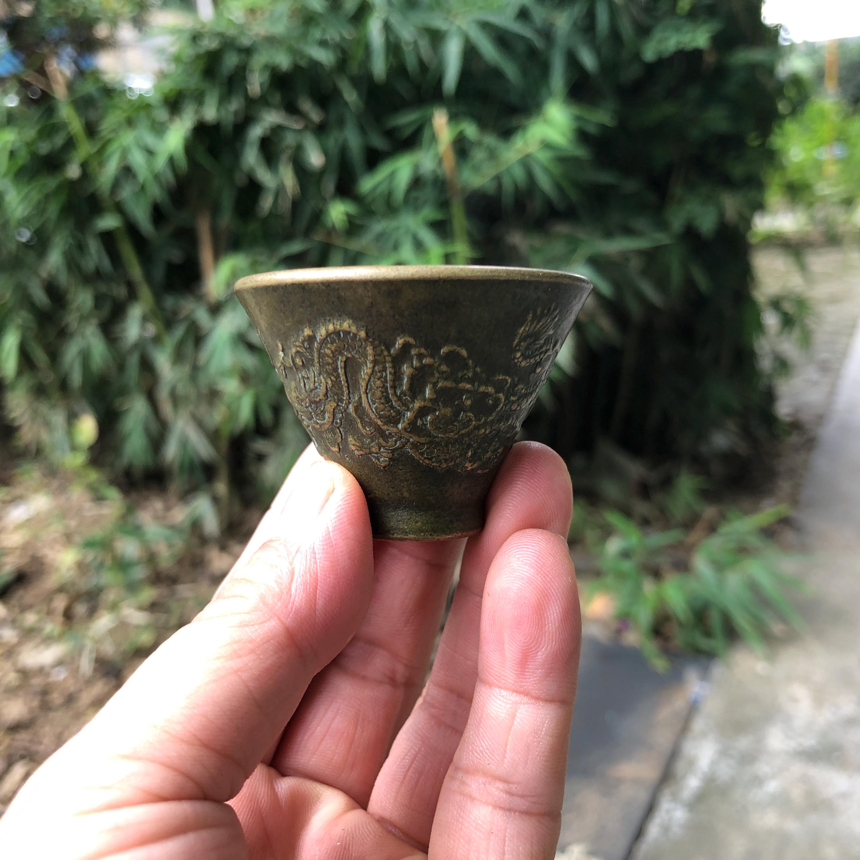 2 Pcs VTG Brass Copper Relif Double Dragon Pattern Buddhist Altar ...