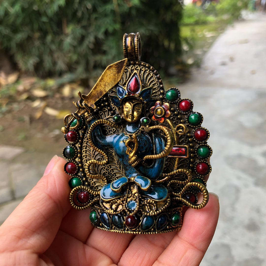 Tibetan Green Tara Manjusri Chain Necklace Buddhism Jewelry for Women ...