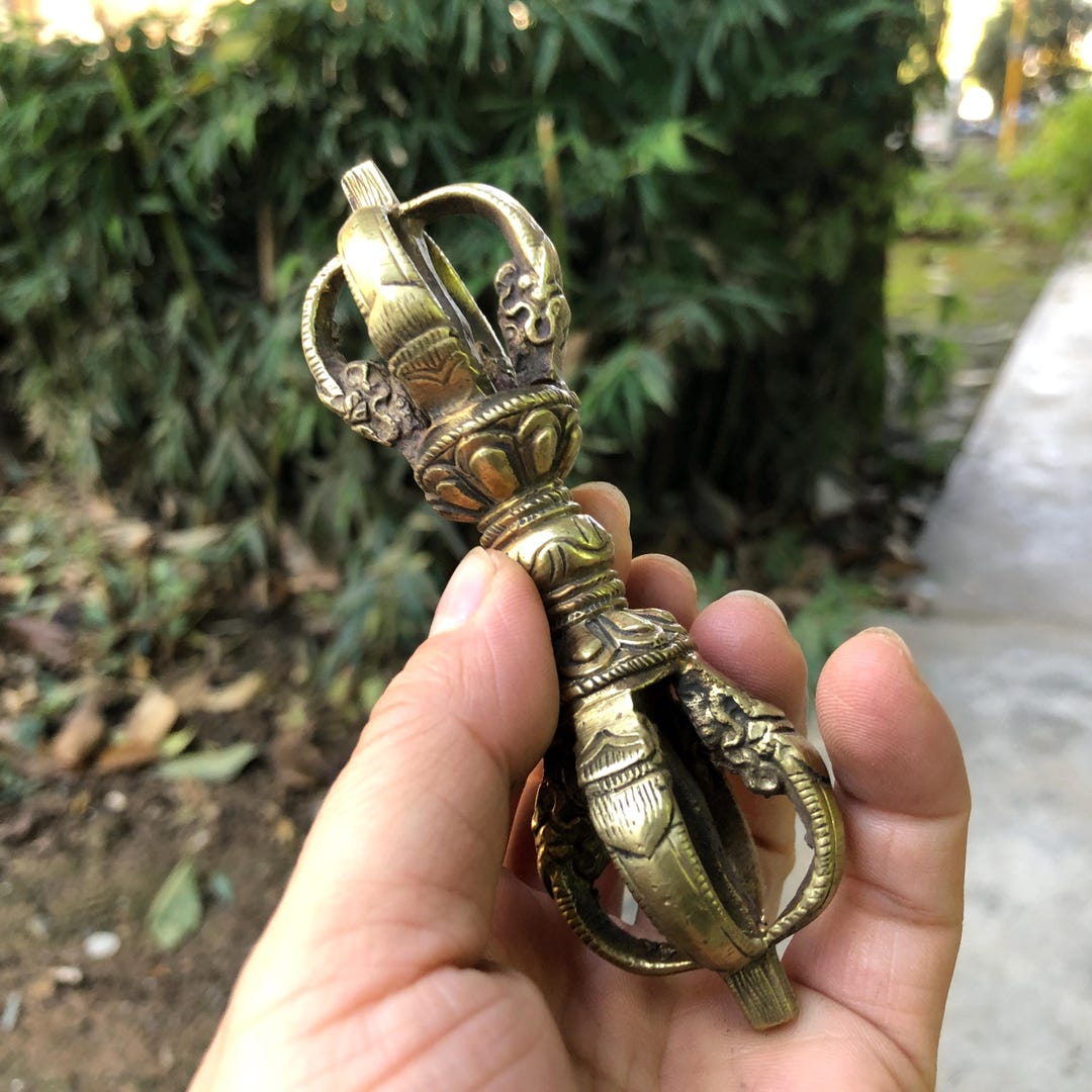 Antique Tibetan Tantra Brass Bronze Four Branches Dorje Vajra Phurpa ...