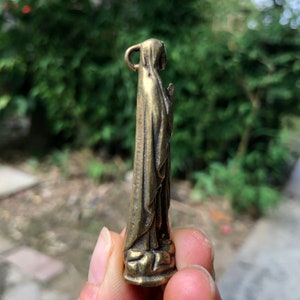Get 2 Solid Brass Miniature Virgin Mary Statue Little Tiny Pocket ...