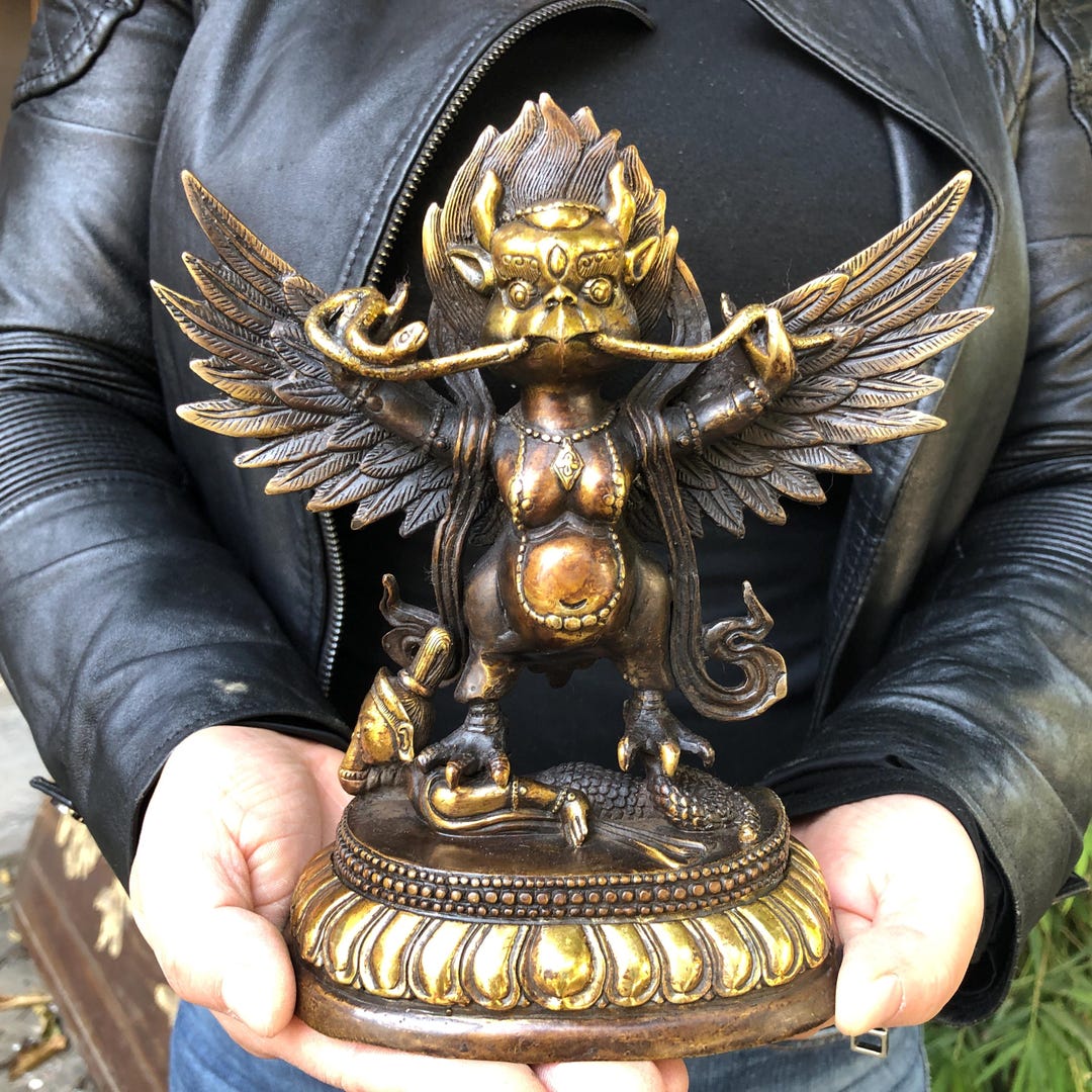 Vintage Copper Offering Buddhist Spread Wings Dapeng Bird Statue ...