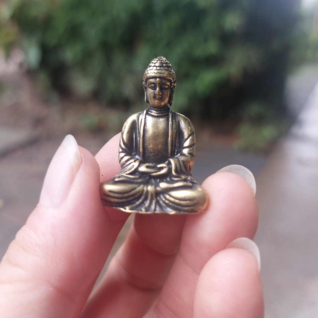 2 Pcs Solid Brass Mini Buddha Statue Copper Shakyamuni Statue Little ...