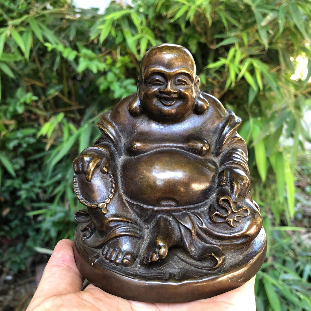 Exquisite Rare Old Buddha Statue Copper Maitreya Buddha Laughing Buddha ...