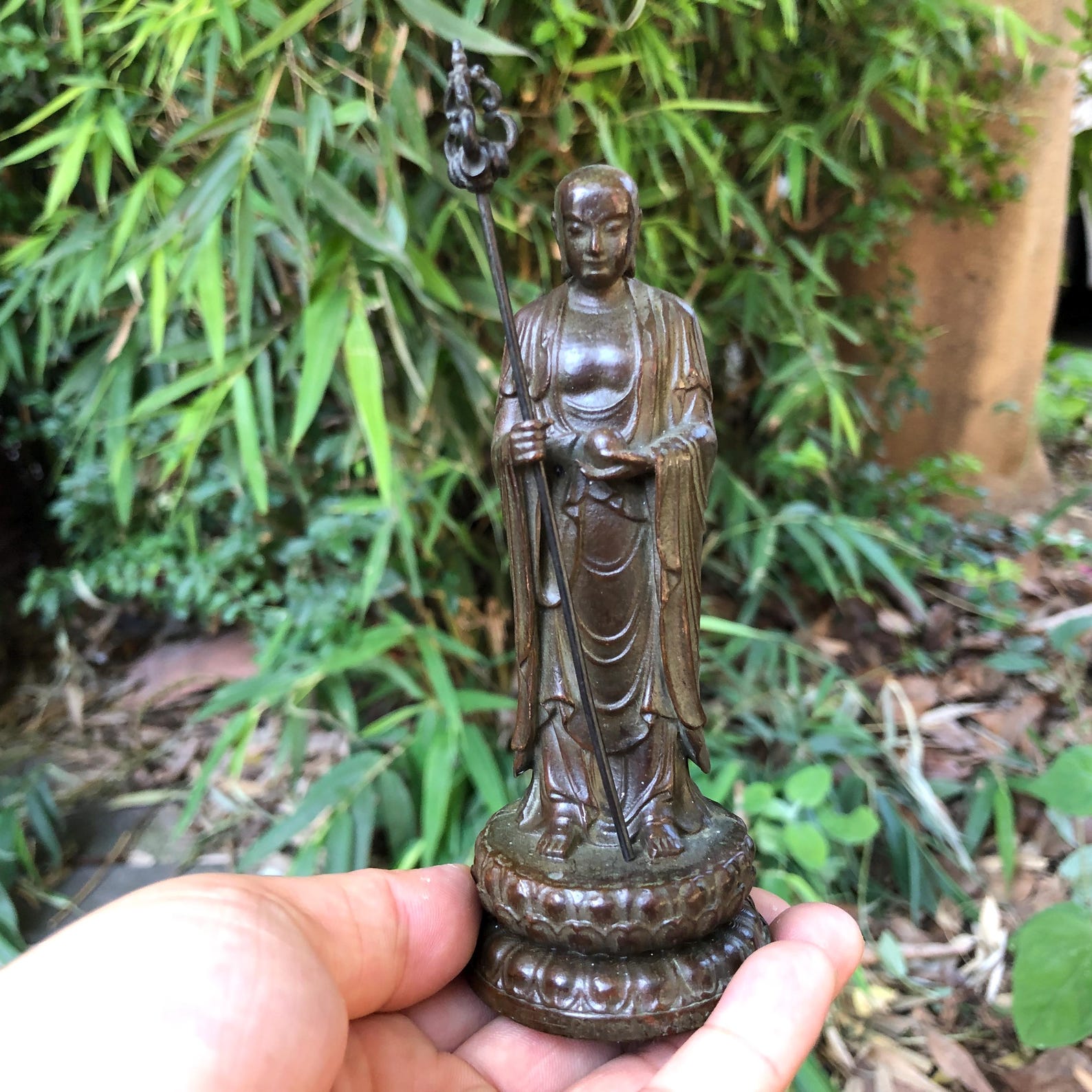 Exquisite Bronze Ksitigarbha Bodhisattva Standing Posture Dizang Pusa ...