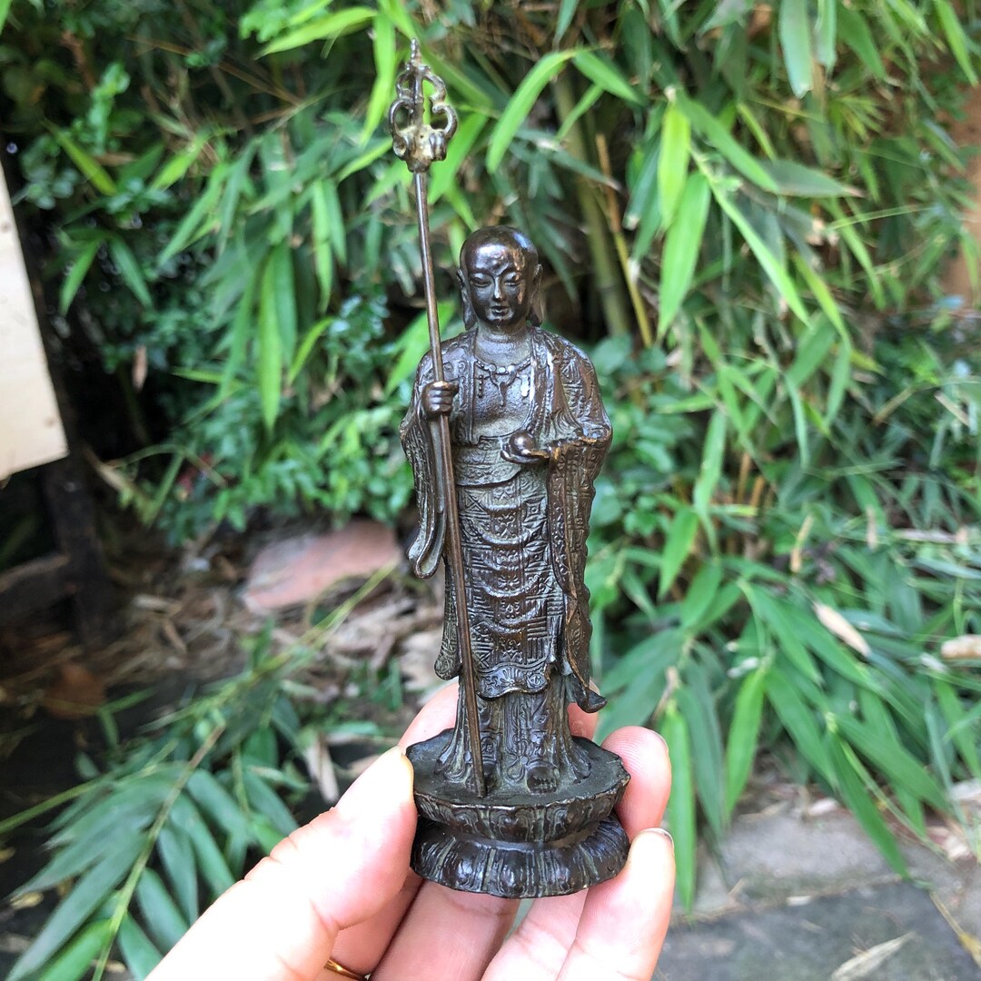 Exquisite Bronze Ksitigarbha Bodhisattva Standing Posture Dizang Pusa ...
