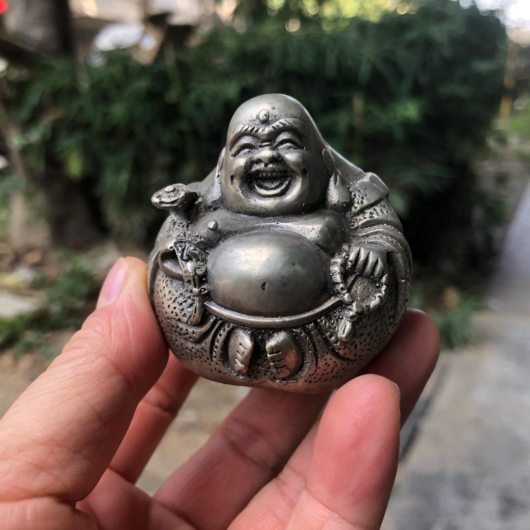 White Copper VTG Buddha Statue Copper Laughing Buddha Maitreya Buddha ...