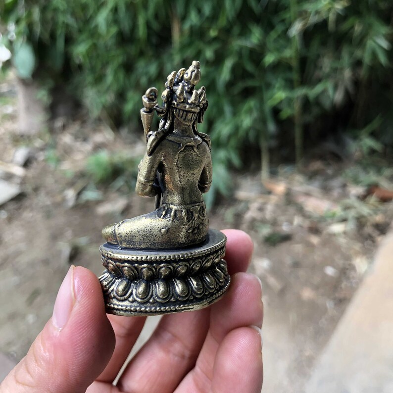 Solid Brass Miniature Tara who Increases Wisdom Statue Little Tiny ...