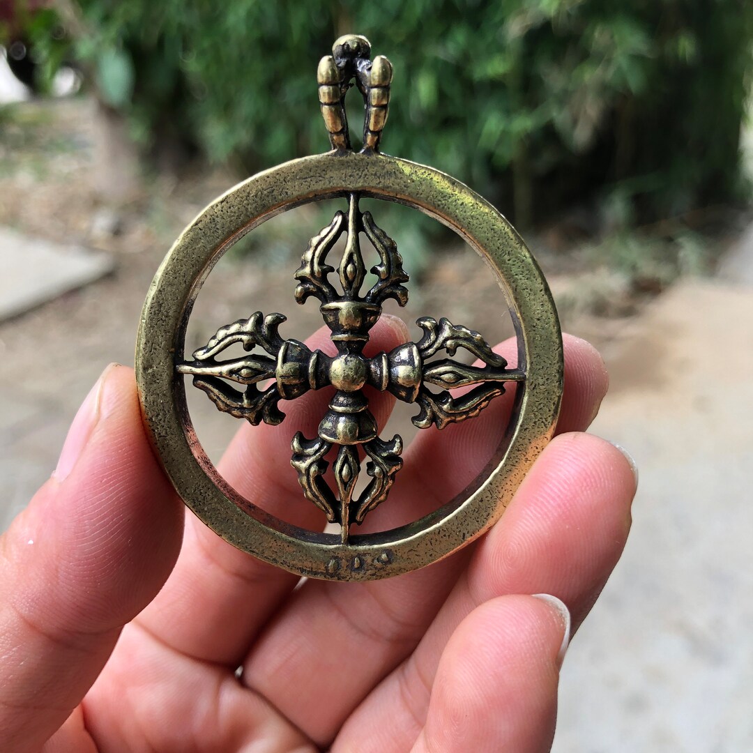 2 Stück Feng Shui Amulett Nepal Tibet Tantra Buddhismus Kupfer Kreuz ...