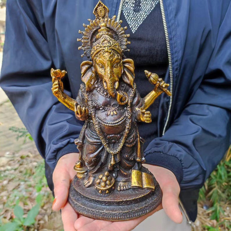 Vintage Copper Ganesha Statue,indian Religious Elephant Buddha Ganesh ...