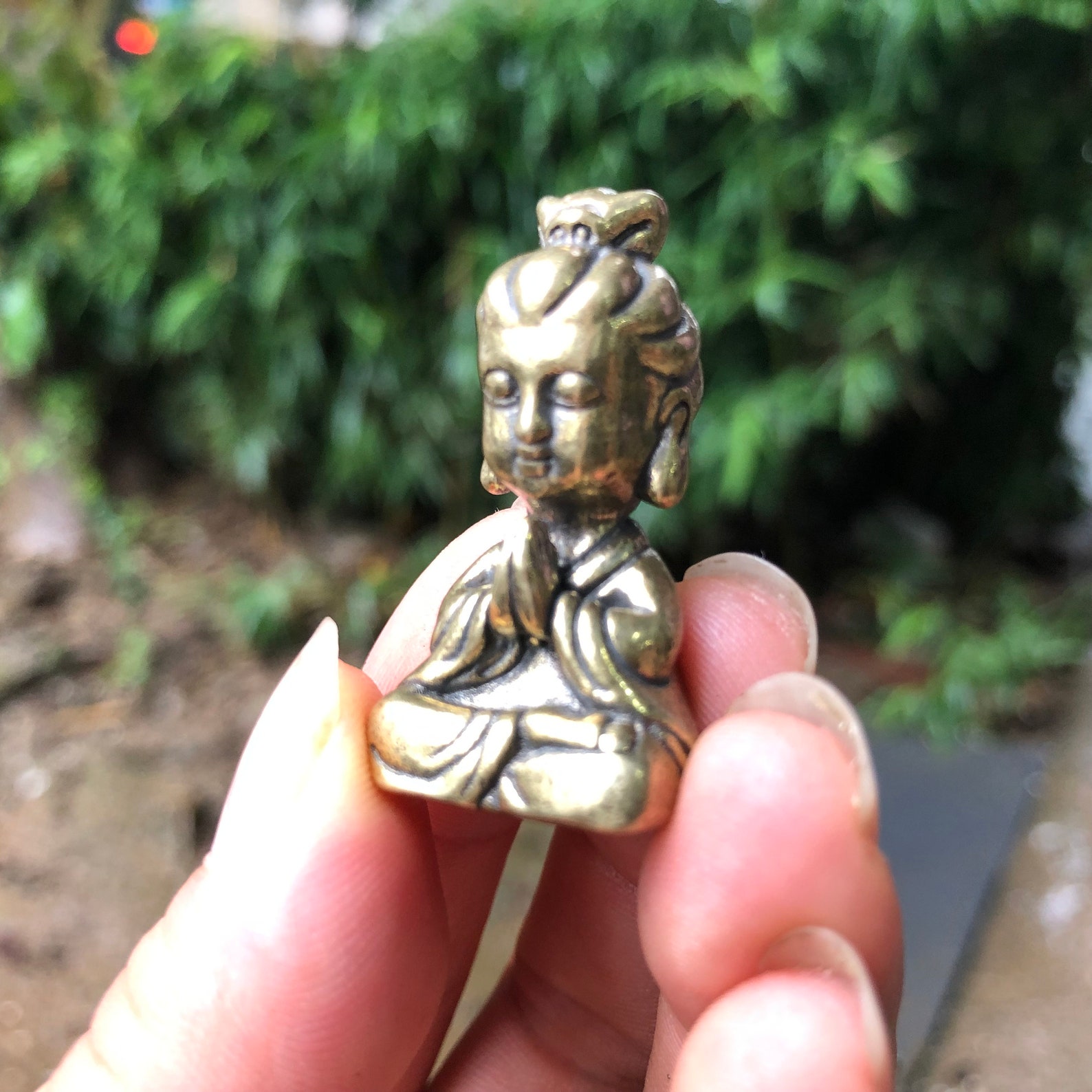 Mini Solid Brass Tibetan Nepal Tantra Buddha Statue Guan Yin ...