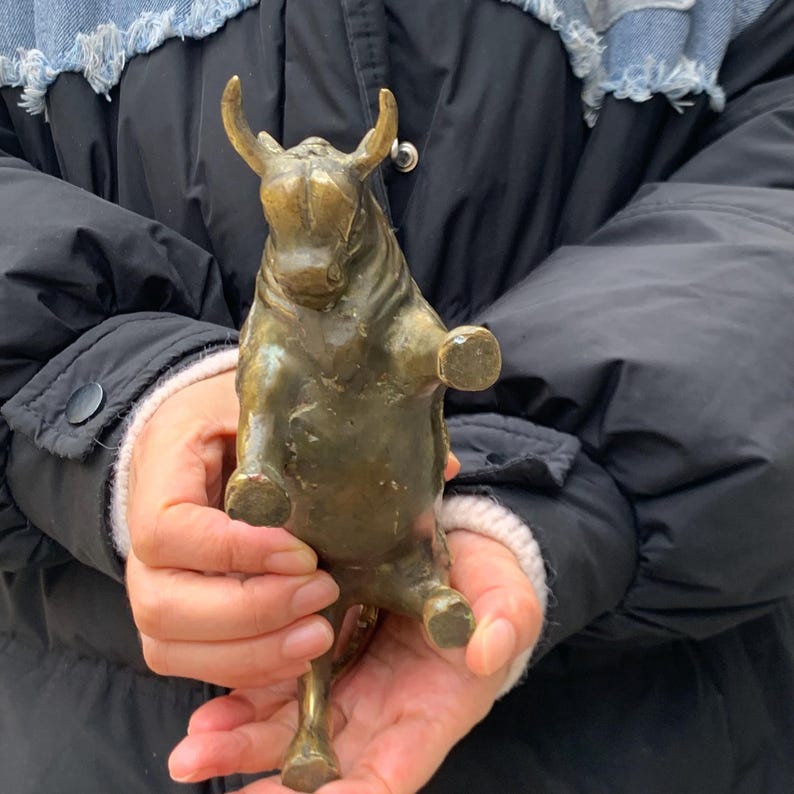 Lucky Qilin Pattern Copper Feng Shui Ox Statue Good Fortune Home Decor ...