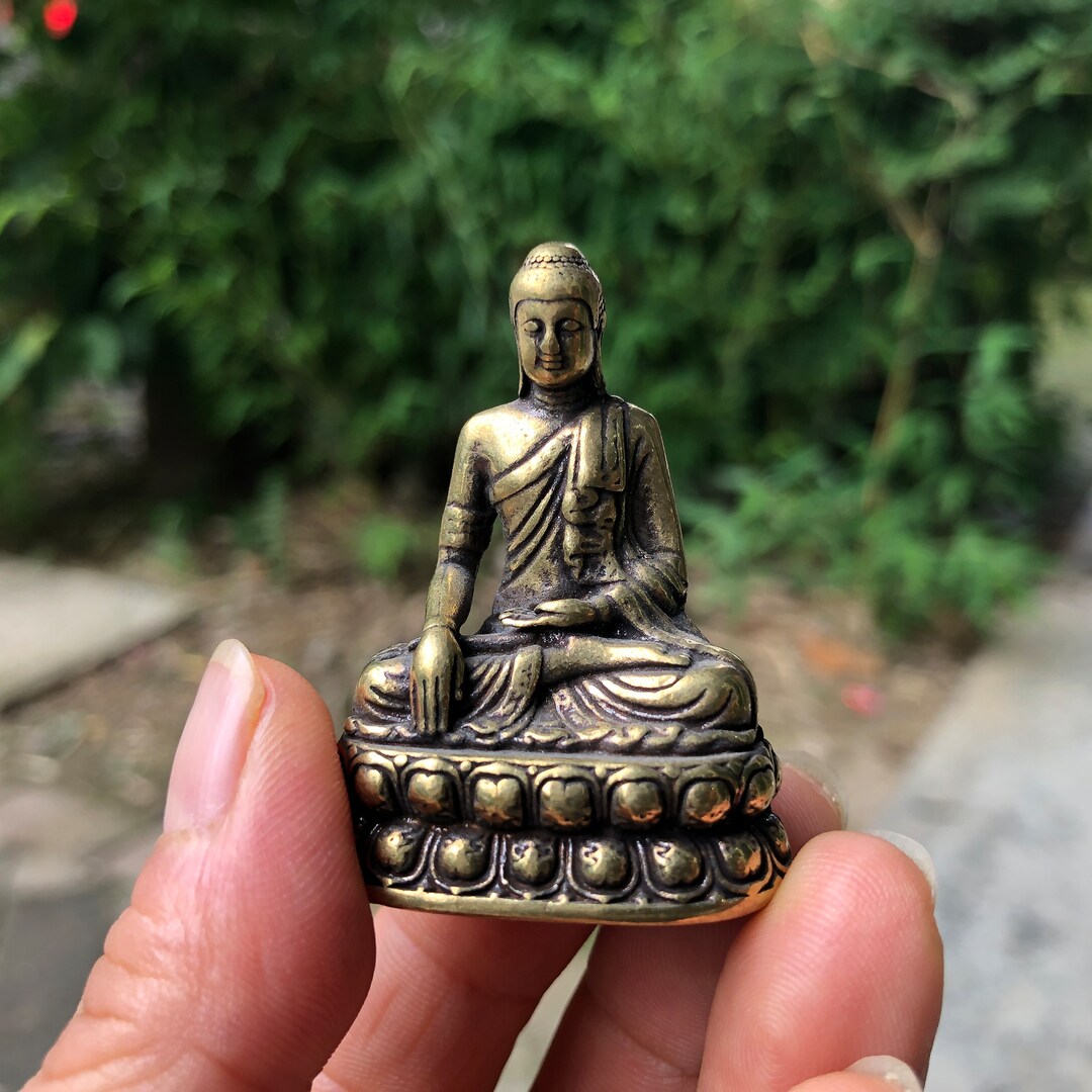 Brass Mini Buddha Statue Copper Amitabha Buddha Statue Little Tiny ...