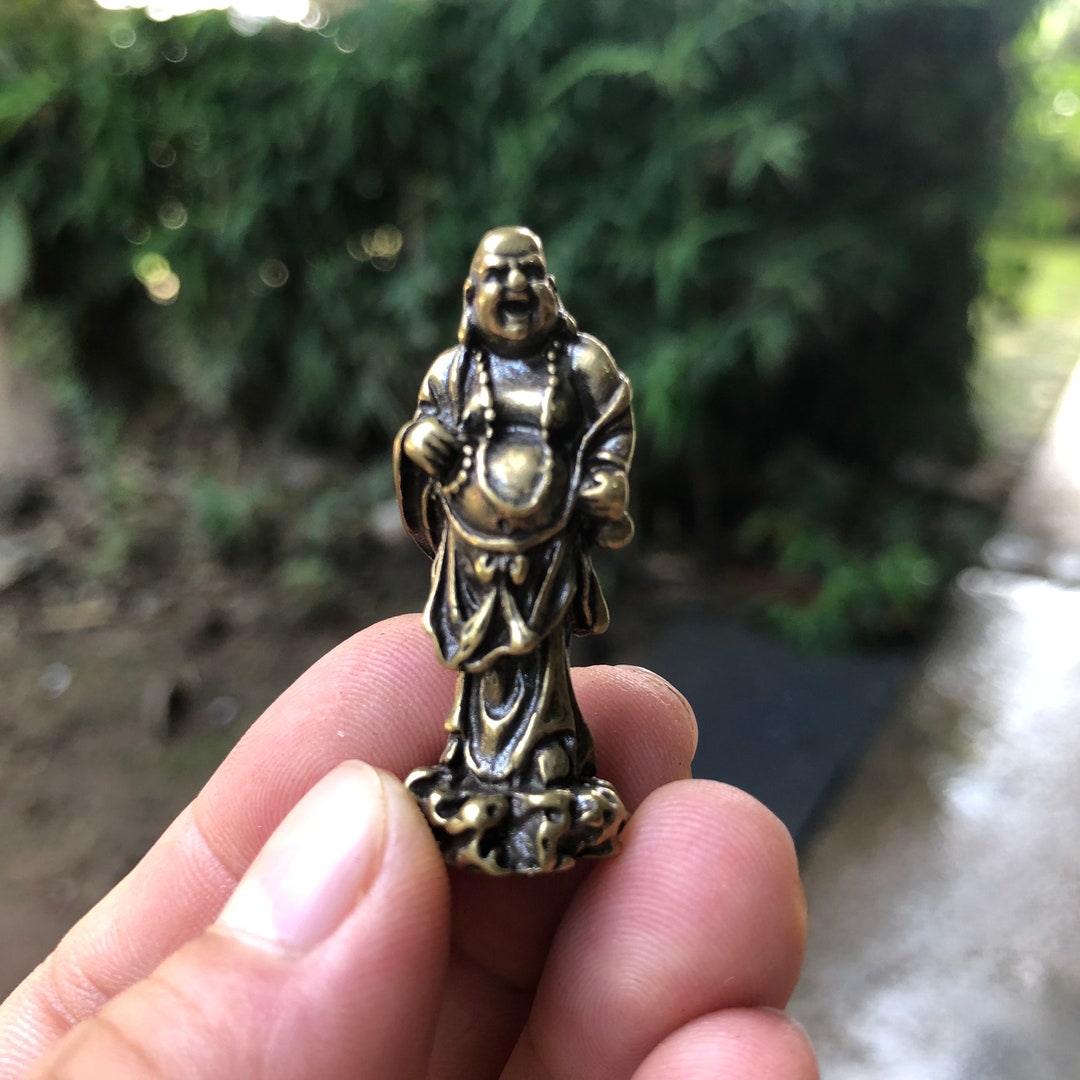 Get 2 Pcs Solid Brass Mini Buddha Statue Copper Maitreya Little Tiny ...