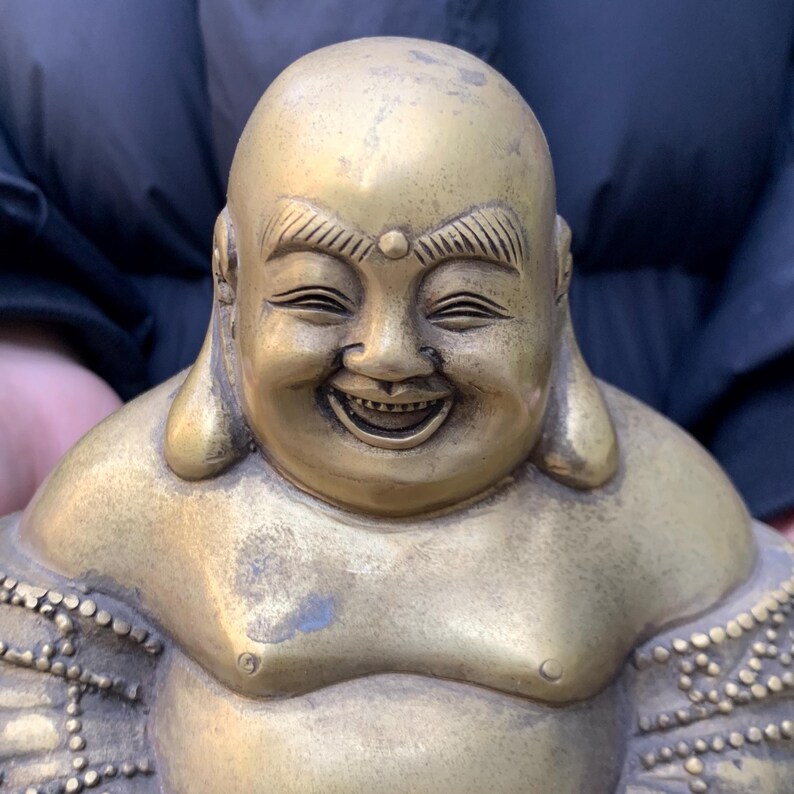 Vintage Copper Amitabha Buddha Statue Living Room Feng Shui Decor ...