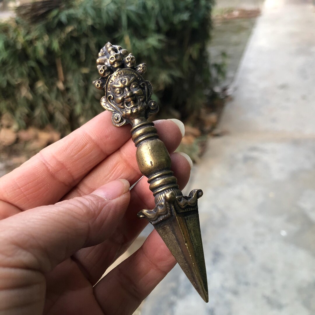 Tibetan Buddhism Brass Copper Vajra Phurba Amulet, Tibetan Buddhist ...