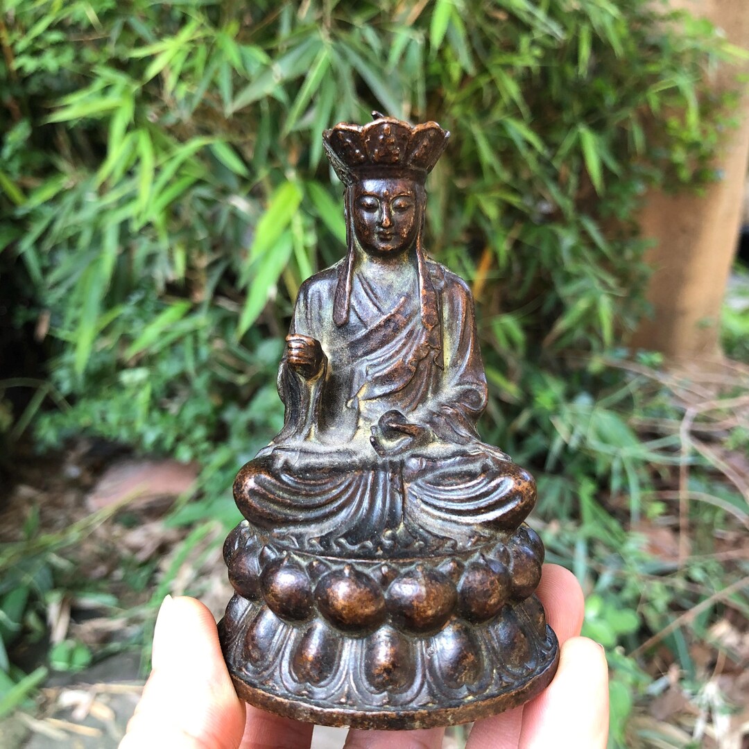 Exquisite Rare Bronze Ksitigarbha Bodhisattva Sitting Posture Dizang ...