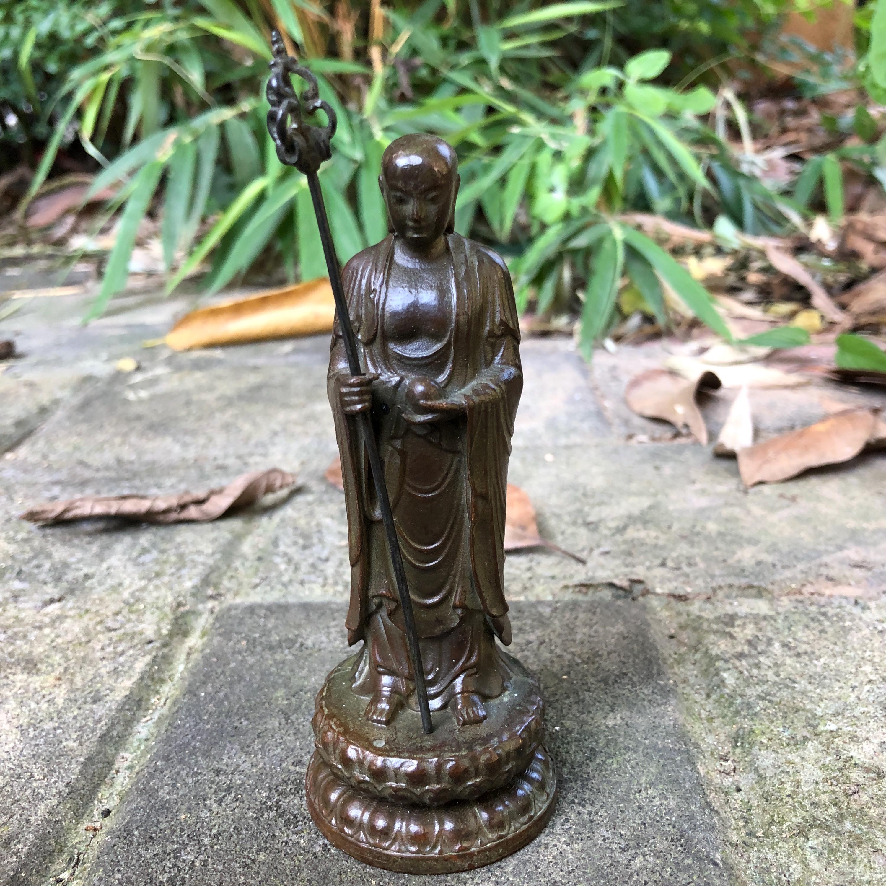 Exquisite Bronze Ksitigarbha Bodhisattva Standing Posture Dizang Pusa ...